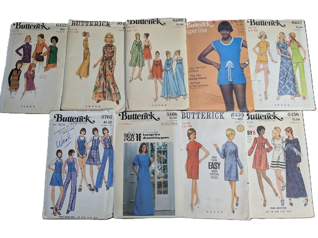 UNCUT 1960/70s Vintage Sewing Pattern Butterick 4430 6257 6456 3761 ...