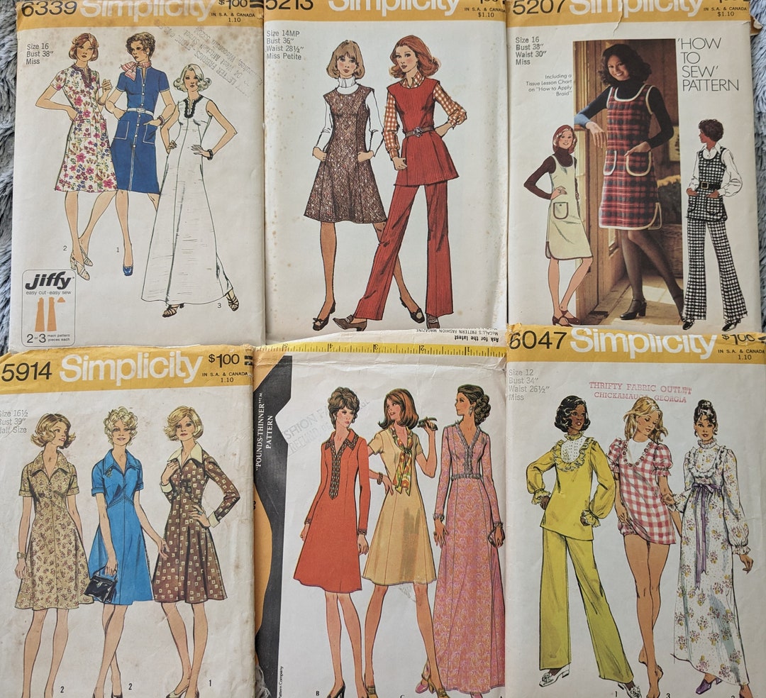 U Pick Vintage 1970s Sewing Patterns Simplicity 9568 9569 8135 5213 ...