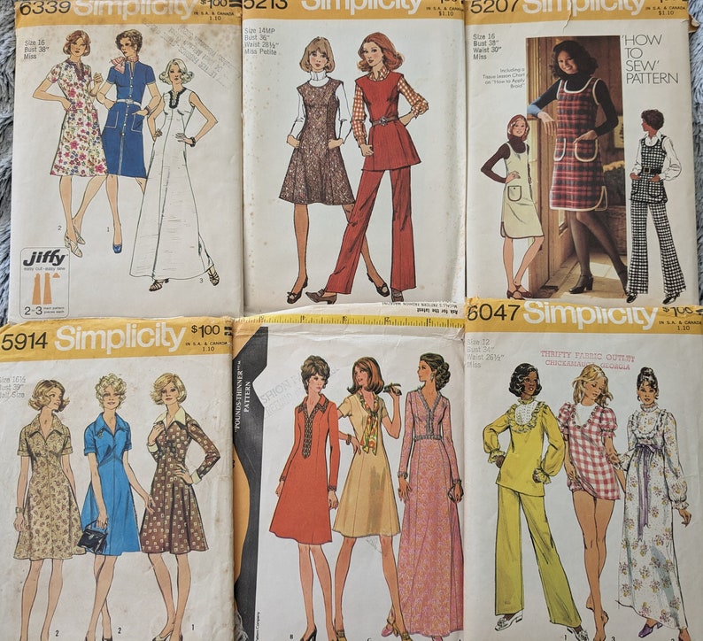U Pick Vintage 1970s Sewing Patterns Simplicity 9568 9569 8135 5213 ...