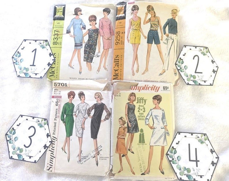 10-18 1960s Vintage Sewing Pattern Mccalls 8337 9258 2365 8020 ...