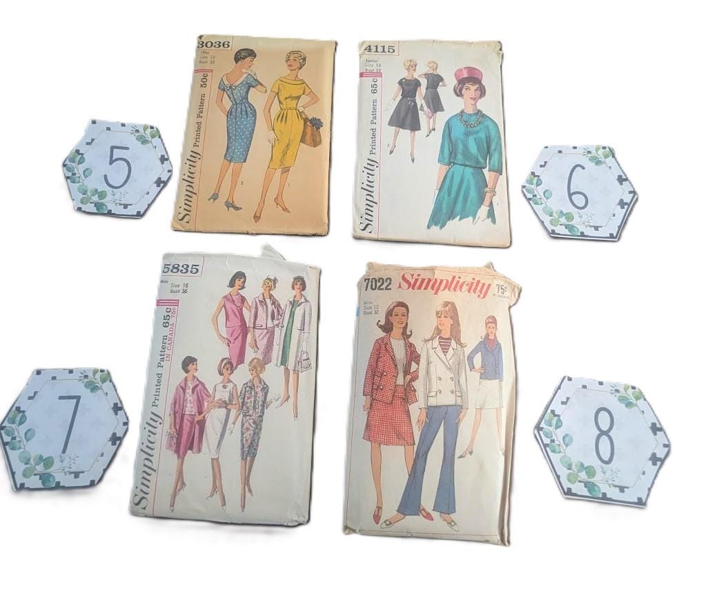 1960s Vintage Sewing Pattern Simplicity 4594 7805 8602 4115 3036 5835 ...