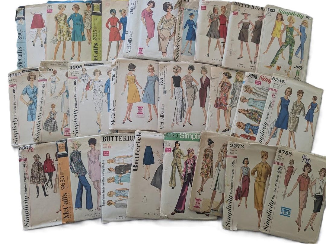 1960s Vintage Sewing Pattern Simplicity 7163 7908 6245 3890 3909 3308 ...