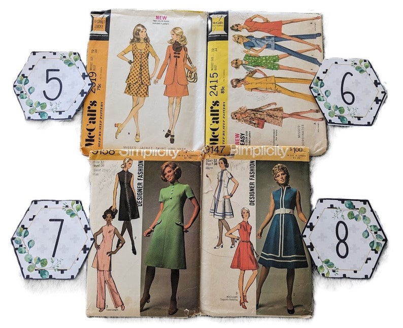 U Pick Bust 34 1970s Vintage Sewing Pattern Mccalls 2389 2443 3050 2519 ...