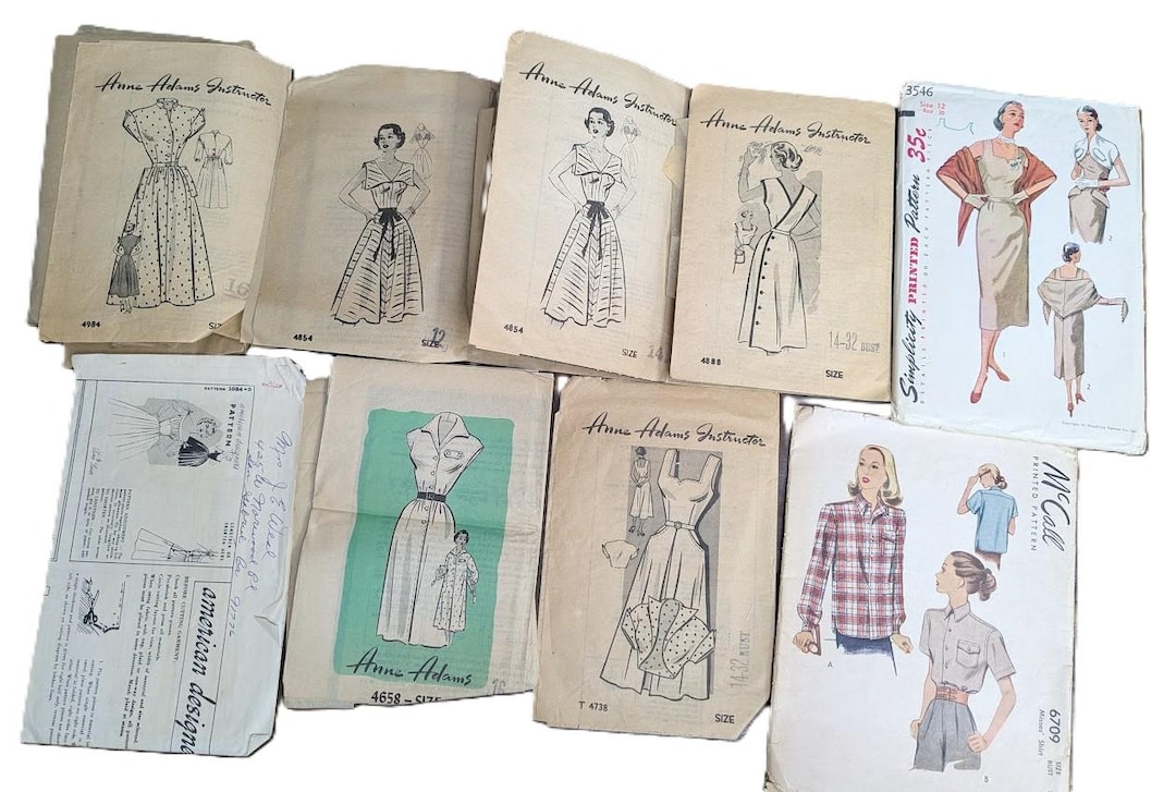 Vintage 1940s/50s Sewing Pattern Mail Order Anne Adams 4888 4984 4854 ...
