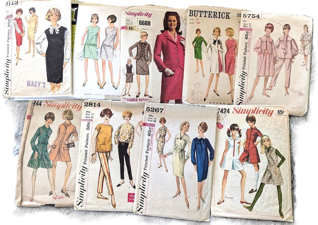 B32 1960s Vintage Sewing Pattern Simplicity 6688 7244 2814 5267 7424 ...