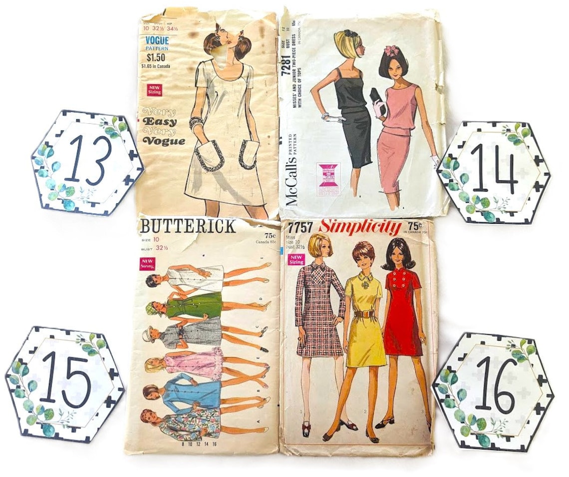 B32 1960s Sewing Pattern Simplicity 7582 7702 8411 7105 7853 2242 3622 ...