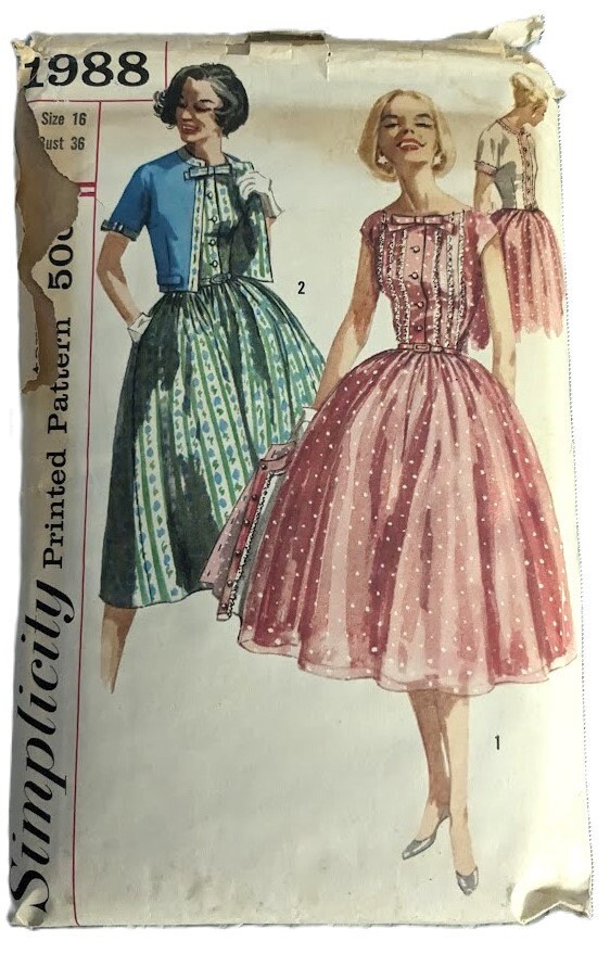Gorgeous 1950s Vintage Sewing Dress Patterns Simplicity 1988 3752 2226 ...