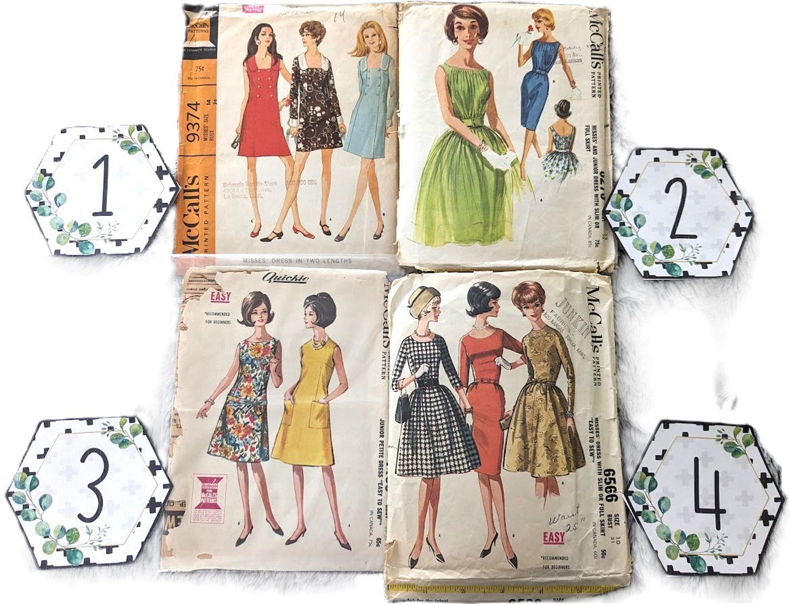 1960s Vintage Sewing Pattern Mccalls 9374 6276 7159 9421 Simplicity ...
