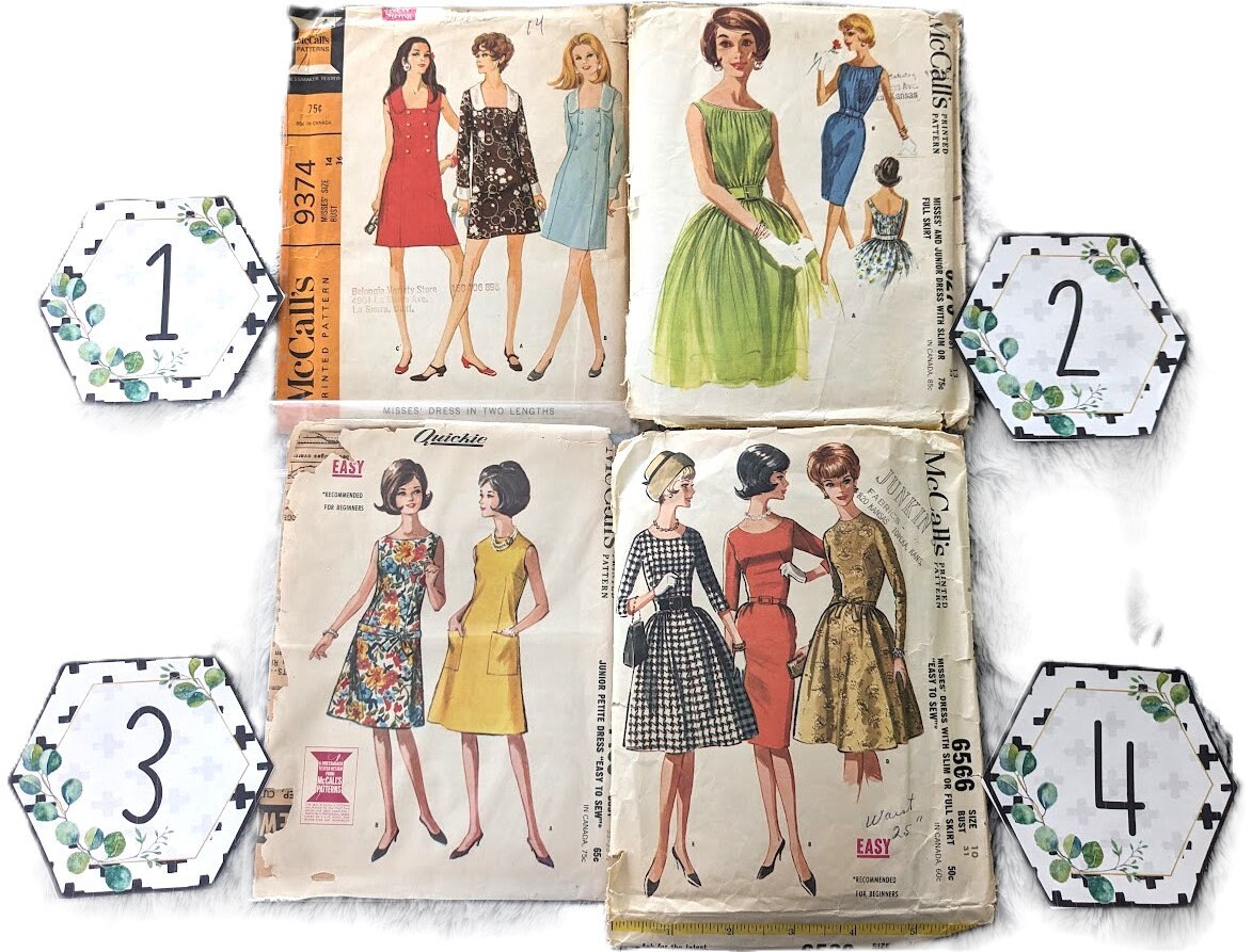 1960s Vintage Sewing Pattern Mccalls 9374 6276 7159 9421 Simplicity ...