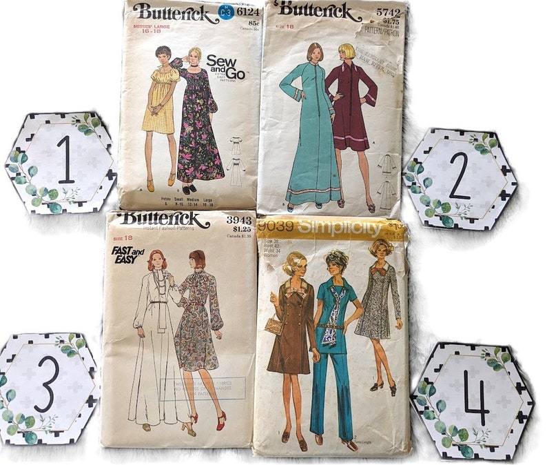 1970s Larger/plus Size Vintage Sewing Pattern Butterick 4564 5742 6911 ...