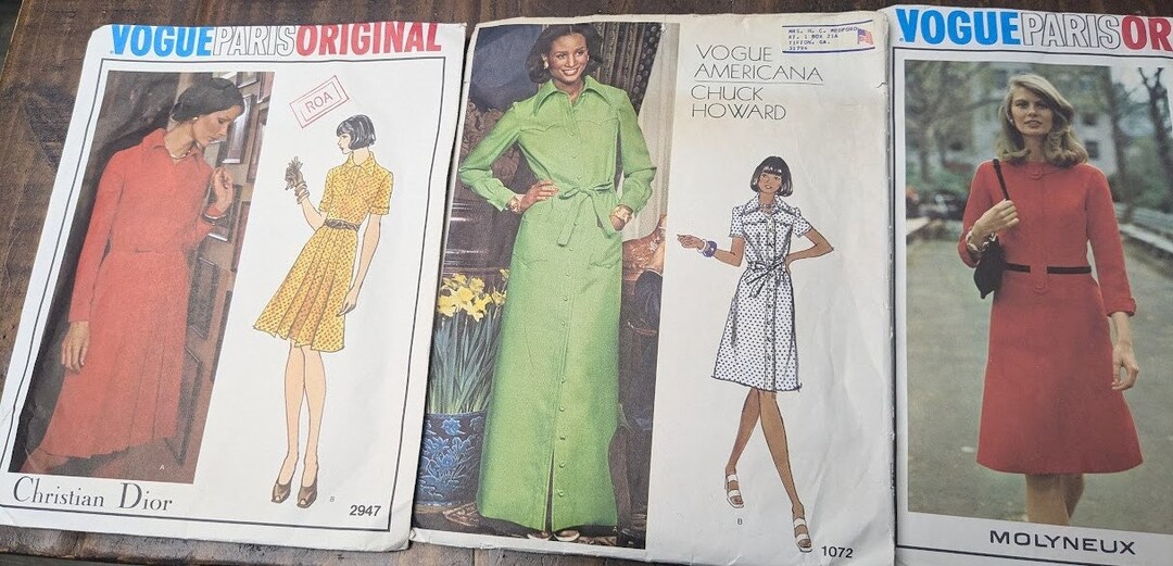 14/36 Vintage Sewing Pattern Vogue 7408 2770 Molyneux 1072 Chuck Howard ...