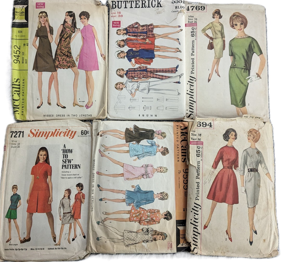 U Pick 1960s Vintage Sewing Patterns Simplicity 2564 7271 7765 7775 ...