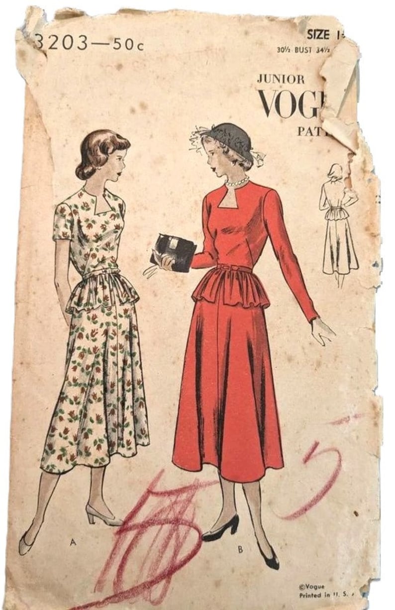 1940s Vintage Sewing Pattern American Weekly 3748 Simplicity 2095 2808 ...