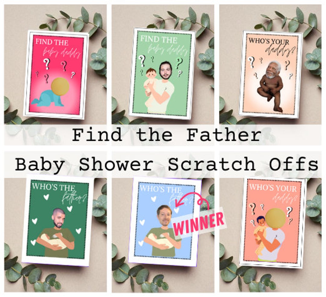 Editable Baby Shower Find the Father Scratch off Ticket Print From Home ...