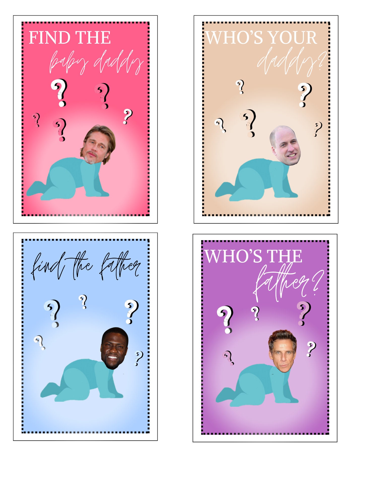 Editable Baby Shower Find the Father Scratch off Ticket Print From Home ...