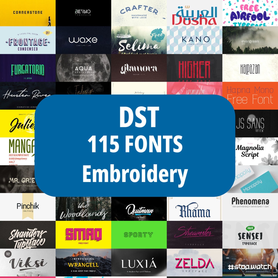 115 DST Fonts Embroidery Pack : Embroidery Machines, Embroidery Fonts ...