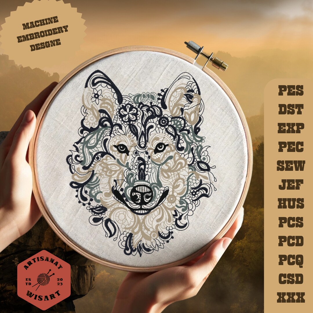Wolf Face Embroidery Design Forest Embroidery Pattern, Wildlife ...