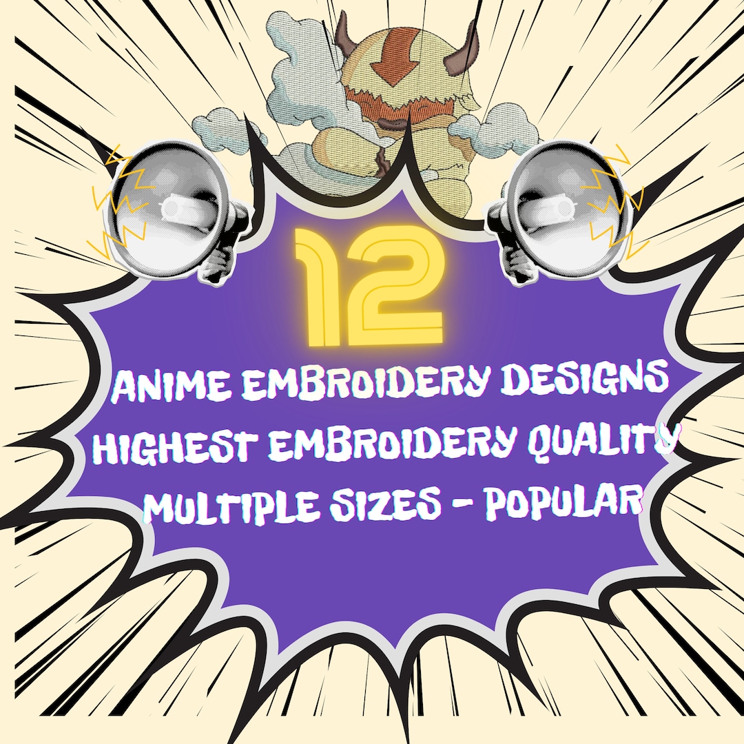 12 Anime Embroidery Designs, Anime Embroidery Bundles, Anime Designs ...