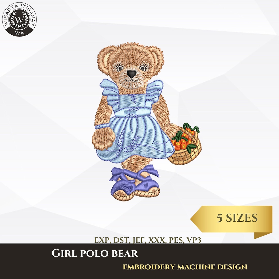 Vintage Polo Bear Embroidery Design, Trendy Embroidery, Machine ...