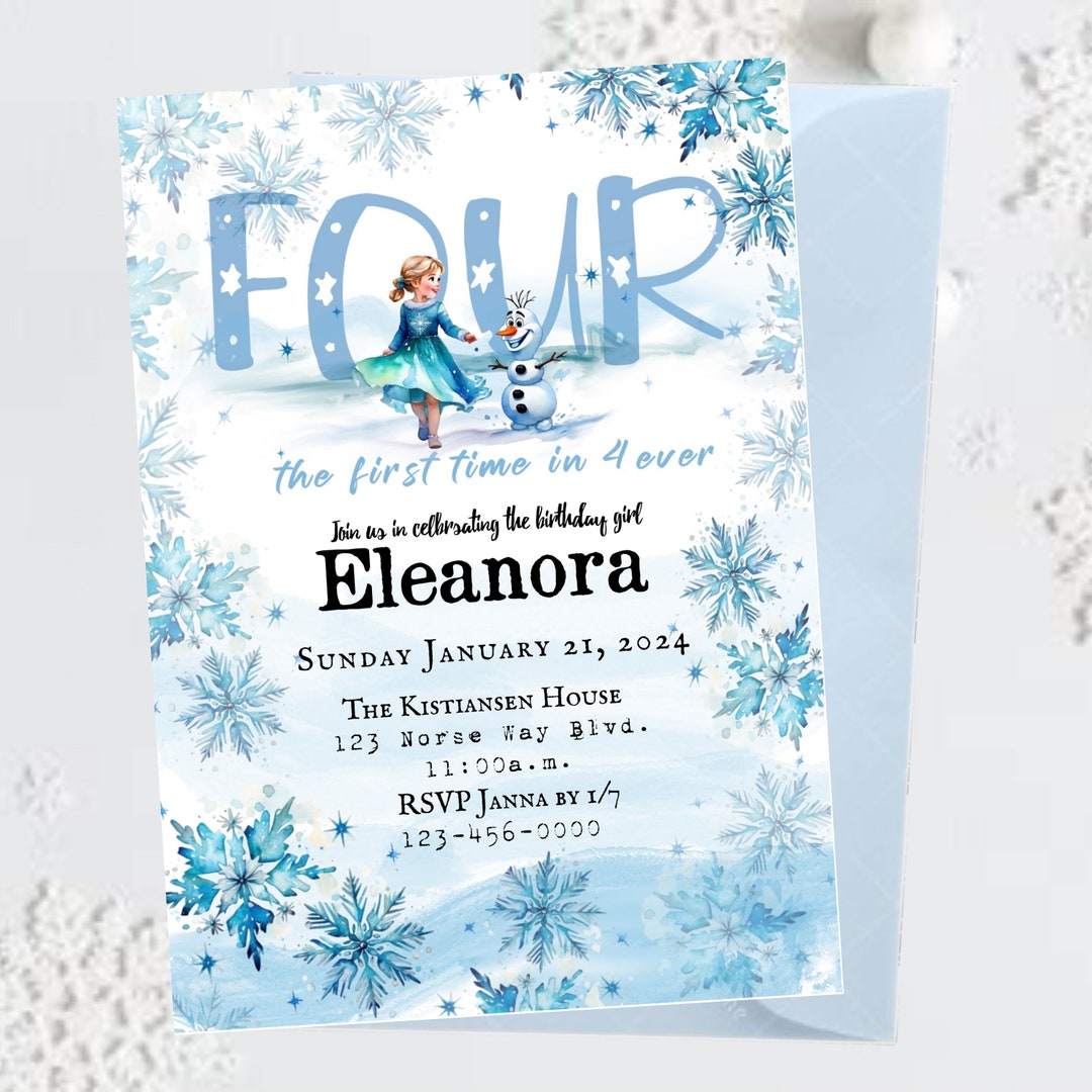 Elsa + Olaf Frozen Birthday Invitation Frozen Party Invite Girl Four ...