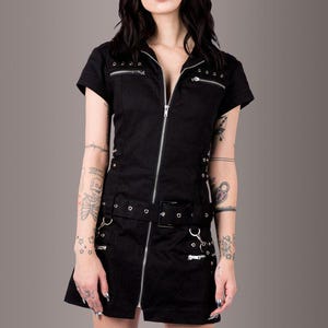 Goth Mini Dress With Buckles and Lacing- Gothic Dress - Punk Dress ...