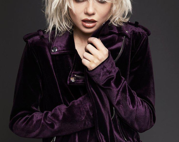 Purple Velvet Moto Jacket | Gothic Biker Jacket | Women’s Alternative ...