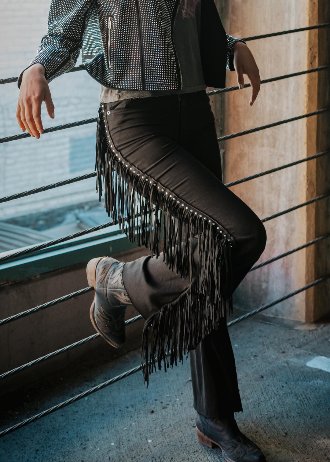 Fringe Bell Bottoms - Fringe Flare Pants - Studded Bell Bottom Pants ...