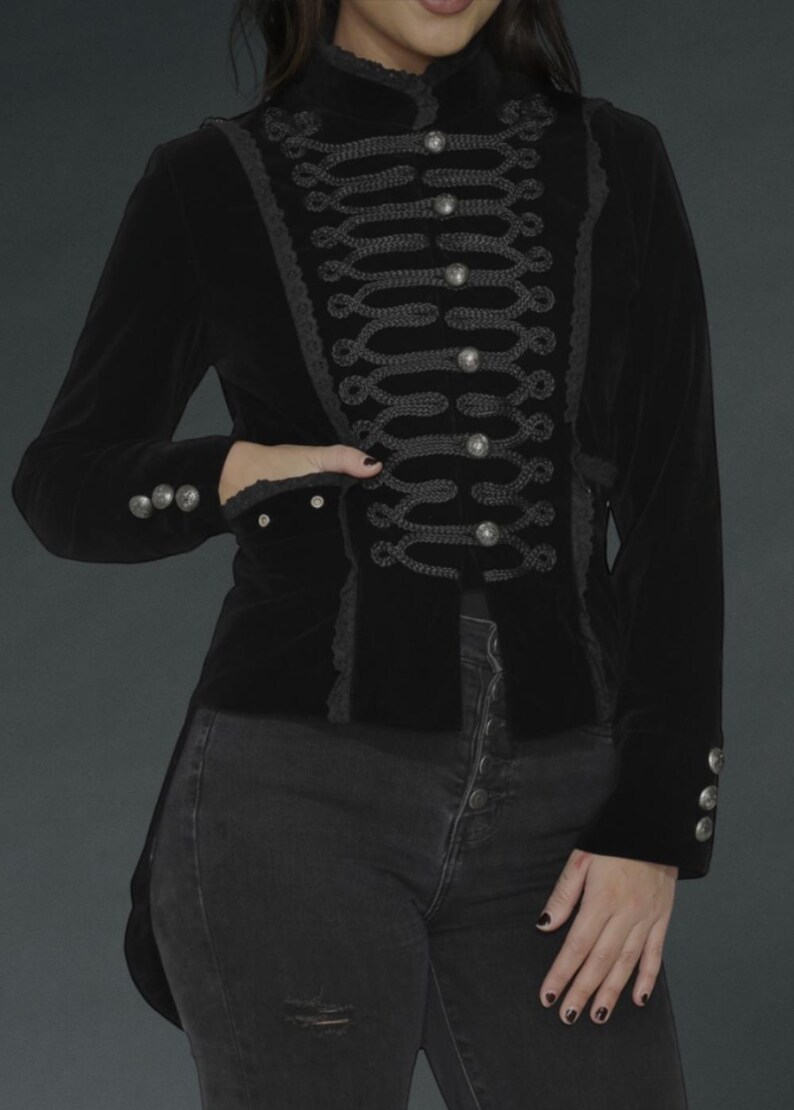 Velvet Gothic Military Jacket - Victorian Velvet Tailcoat Jacket ...