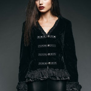 Black Velvet Steampunk Tail Jacket With Back Lacing - Velvet Tailcoat ...