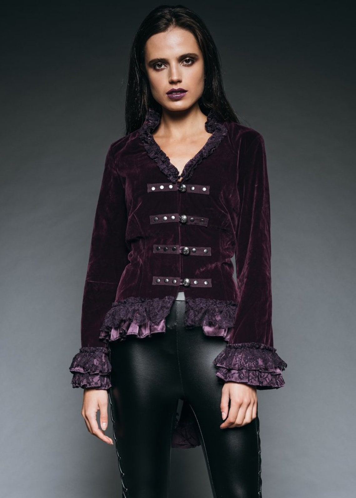 Purple Velvet Steampunk Tail Jacket With Back Lacing - Velvet Tailcoat ...