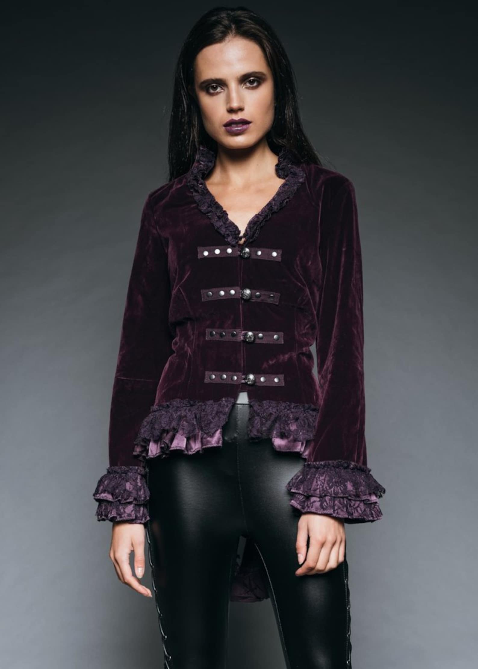 Purple Velvet Steampunk Tail Jacket With Back Lacing Velvet Tailcoat ...