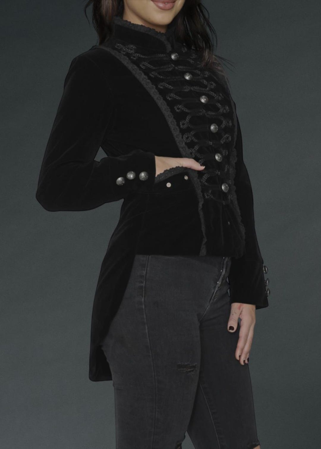 Velvet Gothic Military Jacket - Victorian Velvet Tailcoat Jacket ...
