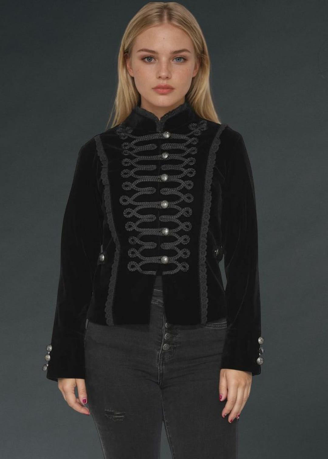 Black Velvet Gothic Military Jacket – Victorian Steampunk Coat ...