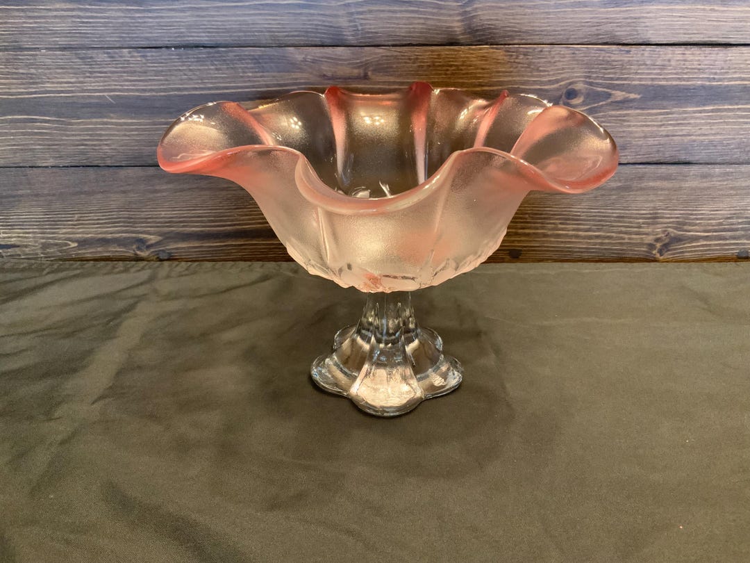 Mikasa Rosella Pink and Frosted Glass- Footed Candy or Nut Dish - Etsy