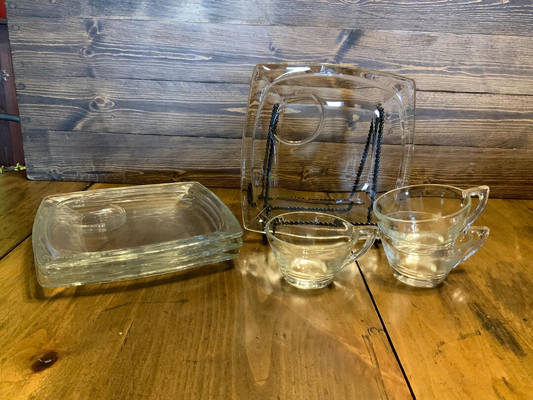 Clear Glass Luncheon Cups and Plates - Etsy