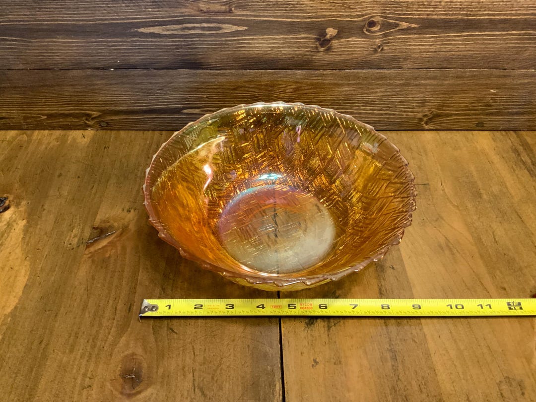 Orange Carnival Glass Basket Weave Bowl, Perfect Condition - Etsy