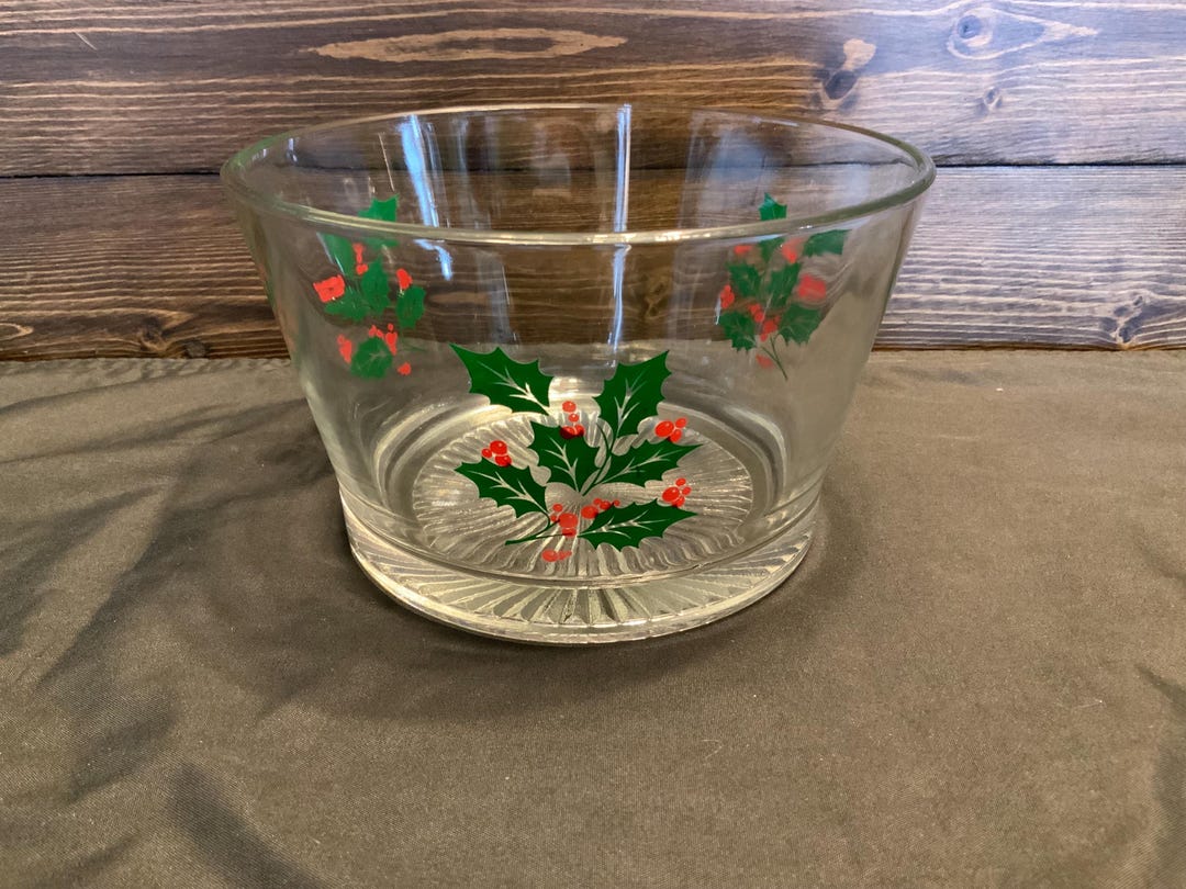 Indiana Glass Holly Berries Ice Bucket - Etsy