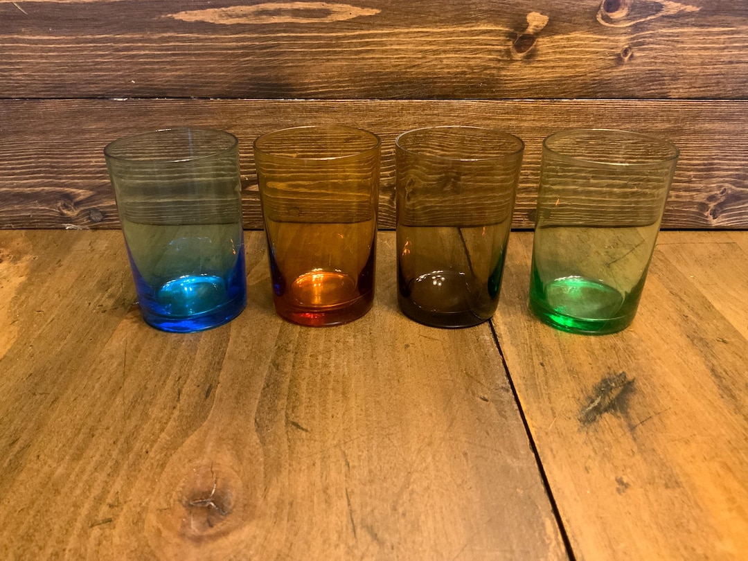 Vintage Multi-colored Juice Glasses- Set of 4 - Etsy