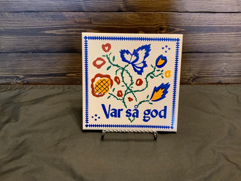 Var Sa God- Hand Painted Tile, Hot Pad, Trivet- Can Be Hung to Display ...