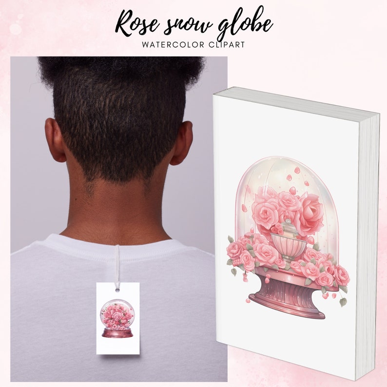 Rose Snow Globe Clipart, Watercolor Valentine Clipart, PNG Format ...