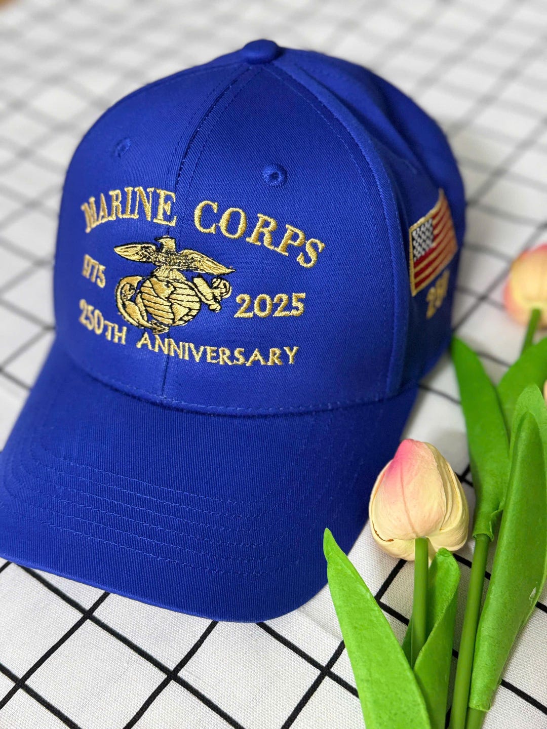 Marine Corps 250th Anniversary Embroidered Baseball Cap: Veteran Dad ...
