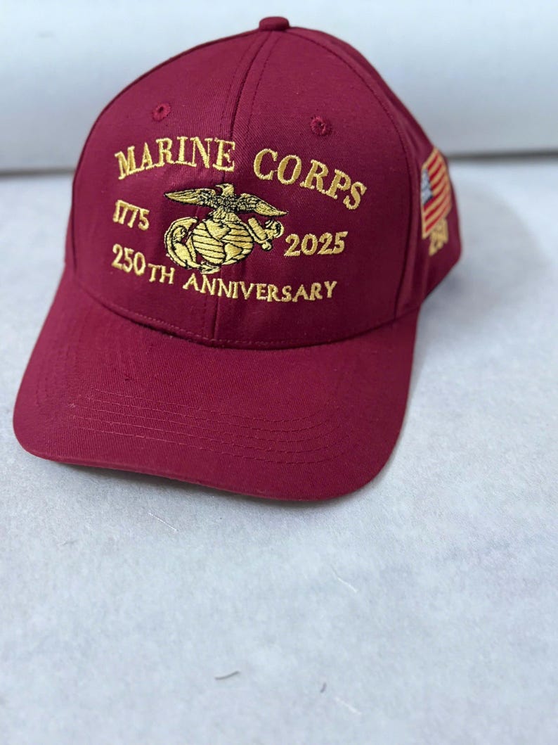 Marine Corps 250th Anniversary Embroidered Baseball Cap: Veteran Dad ...