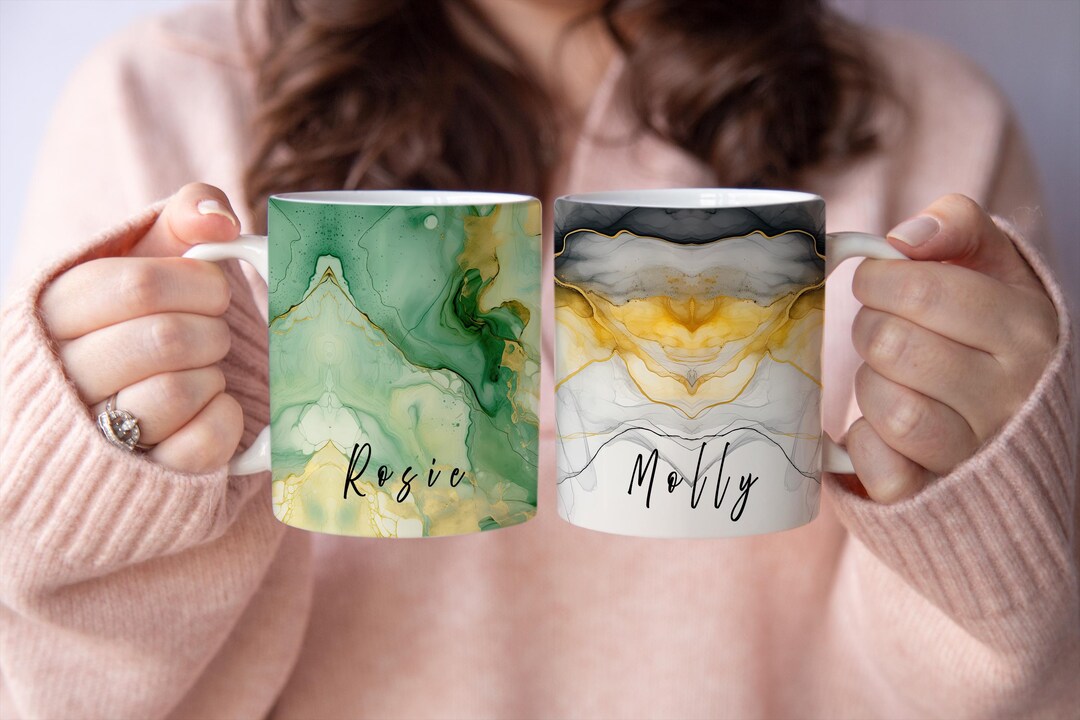 Custom Mugs: Personalized Watercolour Marble Mug With Name - Unique ...
