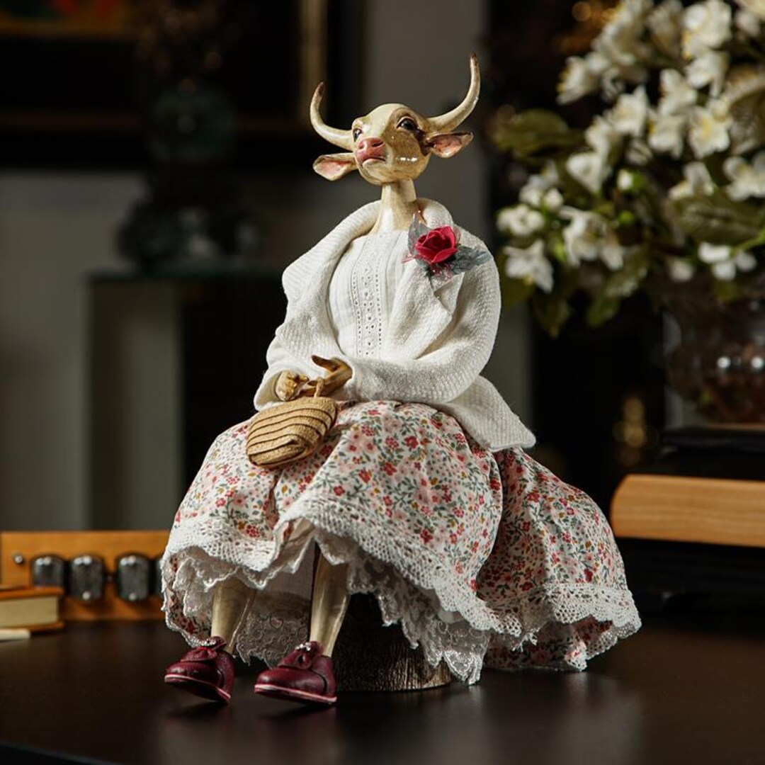 Art Boudoir Doll Cow, Flapper Doll, Interior Toy, Decor in the Shape of ...