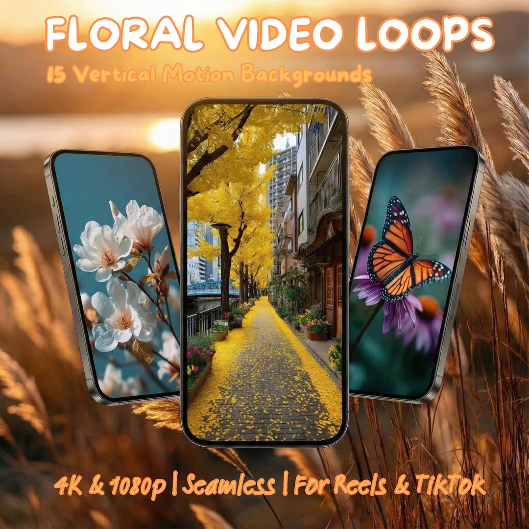 15 Floral Motion Backgrounds, Aesthetic Nature Video Loops, Vertical 4K ...