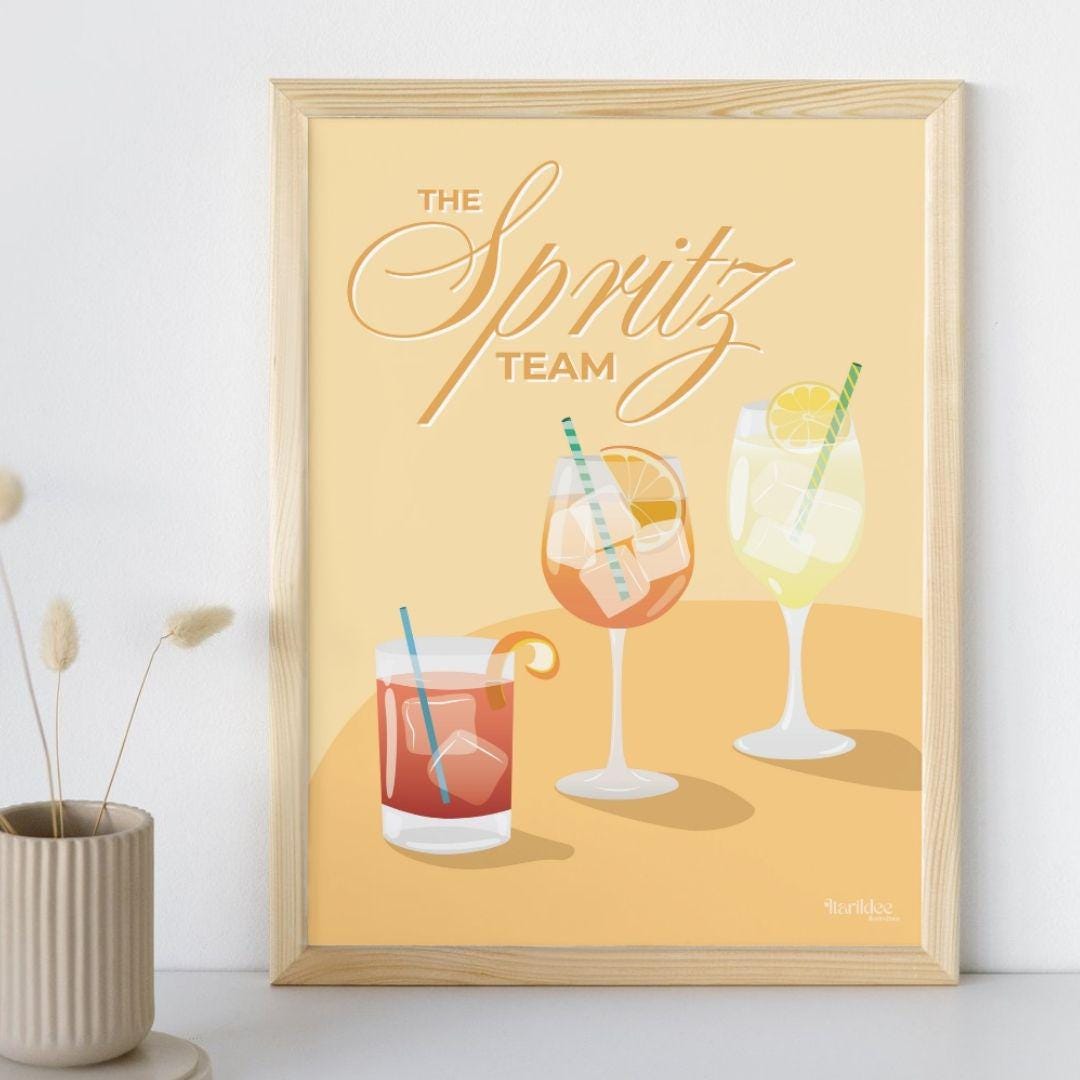 The Spritz Team Summer Cocktail Art Print | Aperol Spritz, Limoncello ...
