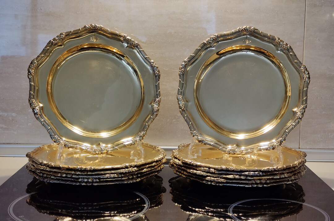 Important Early 19th Century English Geo III Solid Silver Gilt Set of ...