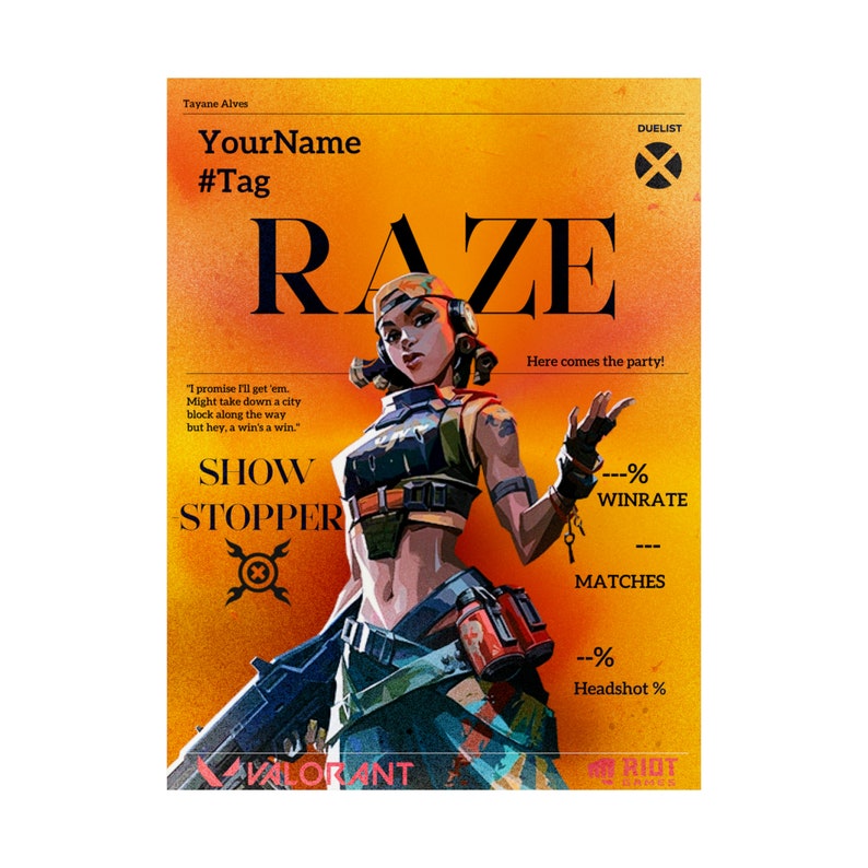 Personalized Raze Poster Valorant Personalized Game Poster, Decor for ...