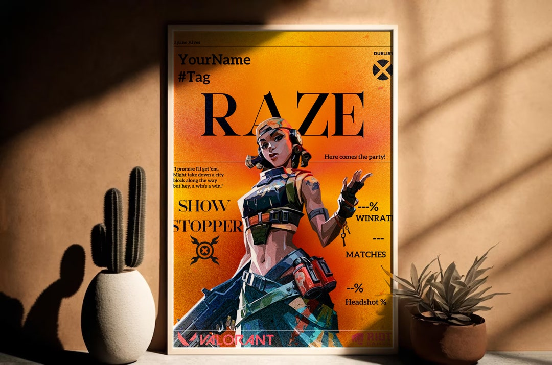 Personalized Raze Poster Valorant Personalized Game Poster, Decor for ...