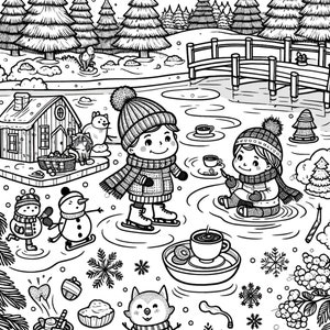 Winter Fun - 5 Unique Pages - Kids Coloring Book - Printable 8.5 X 11 ...
